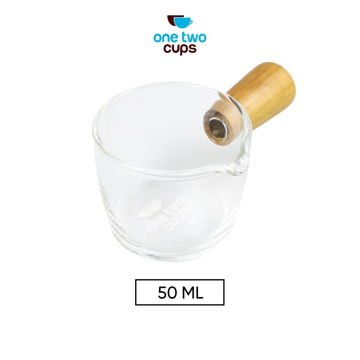 One Two Cups Gelas Milk Jug Handle Kayu Kopi Latte Art S10 50 ML - One ...