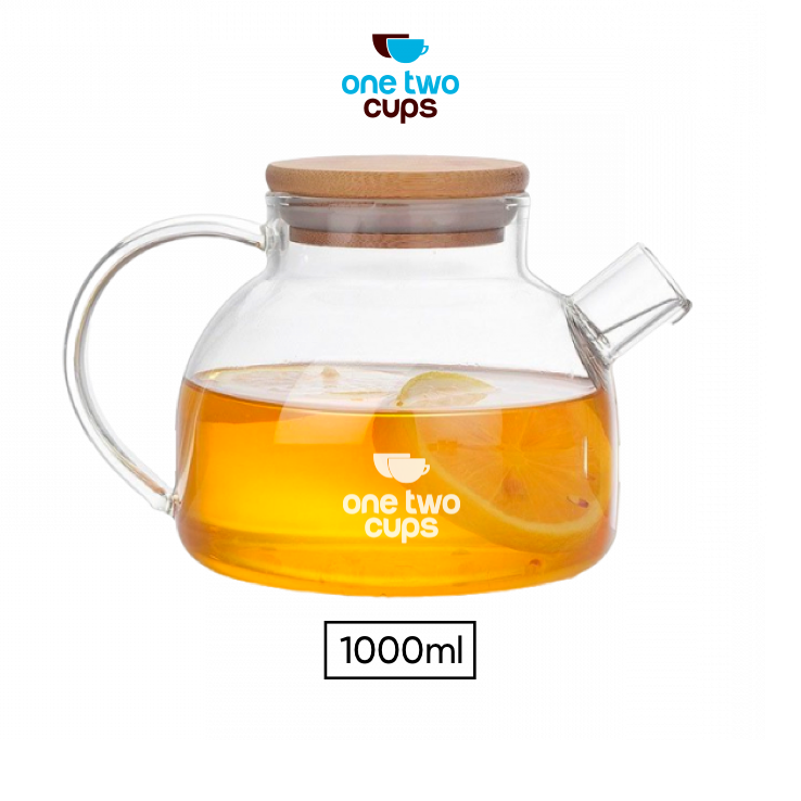 One Two Cups Teko Pitcher Teh Chinese Teapot Maker Glass 1L - One Two Cups