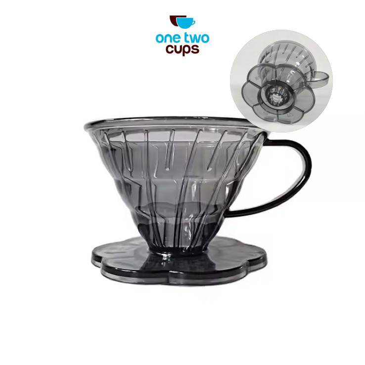 One Two Cups Filter Penyaring Kopi V60 Flower Cone Coffee Dripper ...