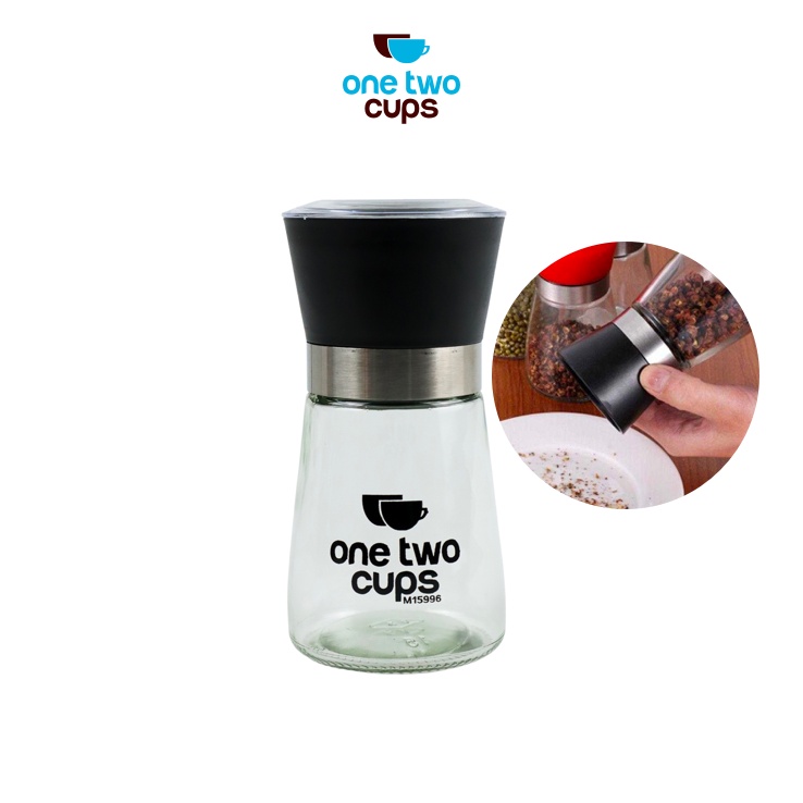 One Two Cups Manual Glass Pepper Grinder - M15996 - Black - One Two Cups